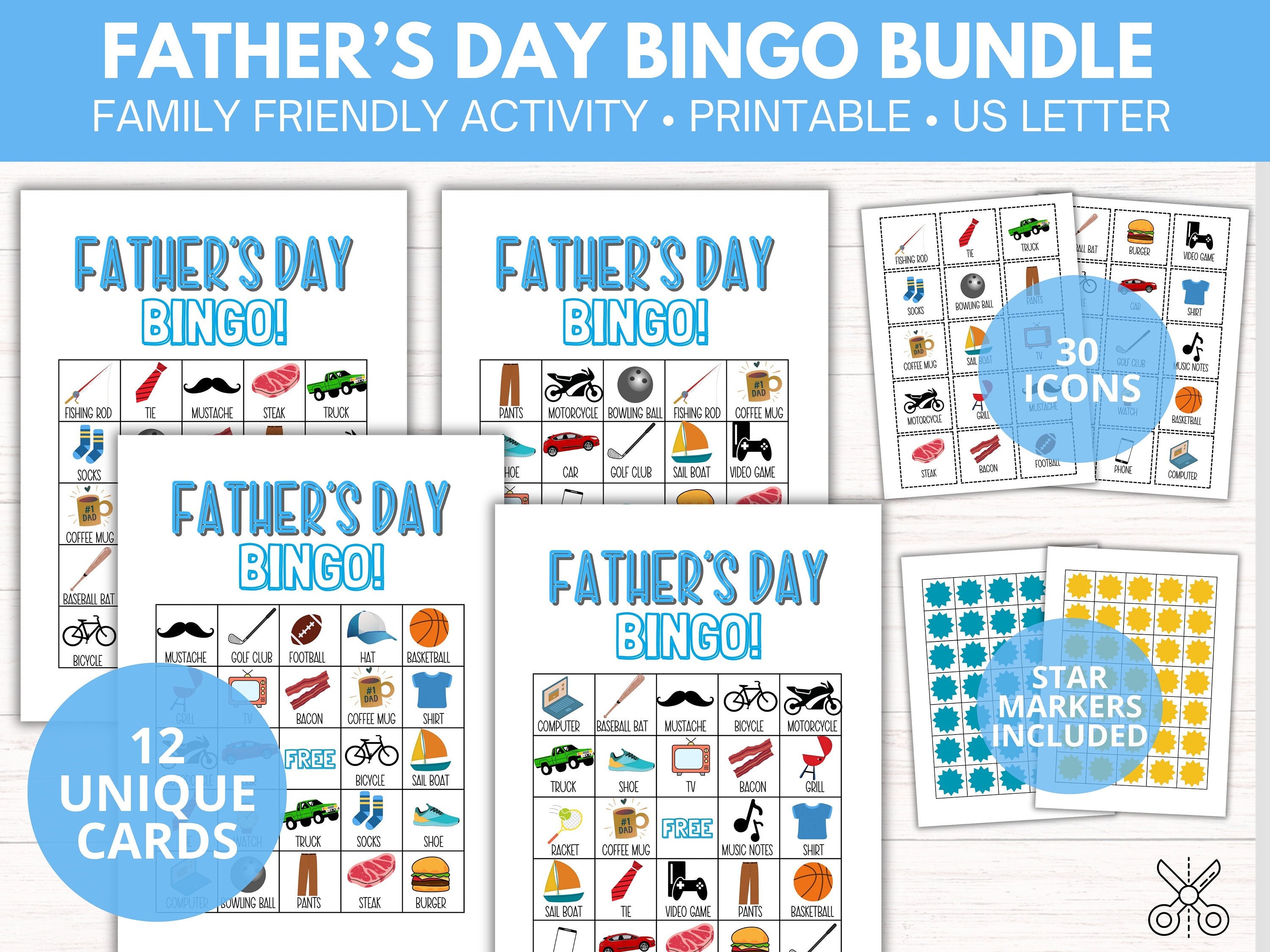 Fathers Day Bingo Bundle Printable | Unique Bingo Cards | Dad ...