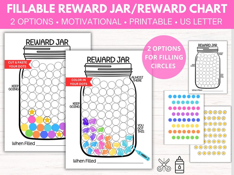 Reward Jar | Reward Chart | 2 Option Fillable | Color Printable ...