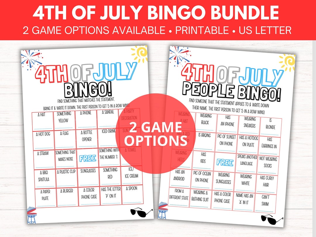 4th of July Bingo Game Bundle | Independence Day Party (digital ...