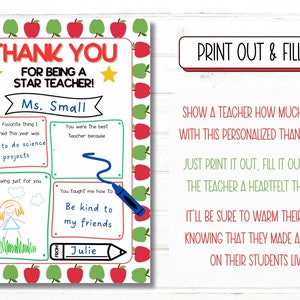 Teacher Appreciation Thank You Apple Printable | Perfect School Gift by ...