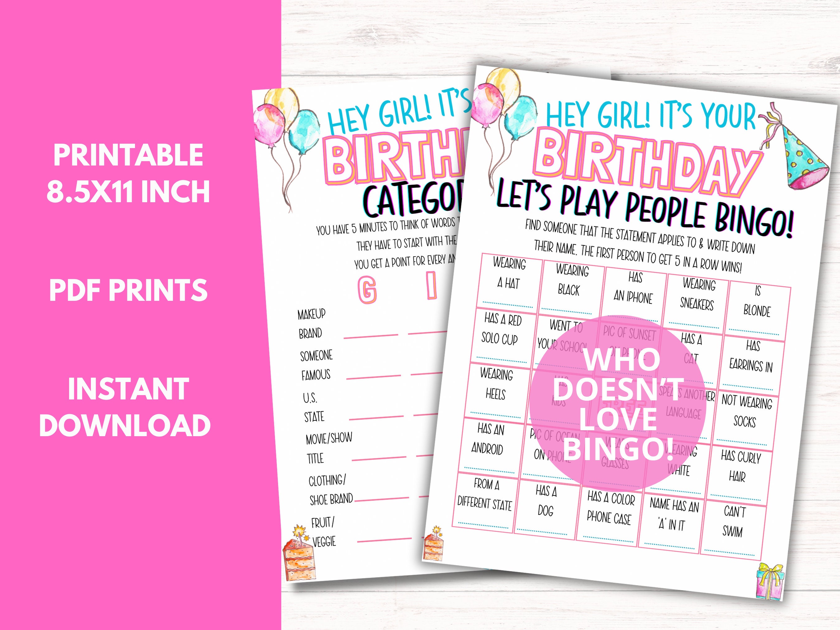 Birthday Game Bundle 8 Adult Party Games Printable for Her Fun Adult ...