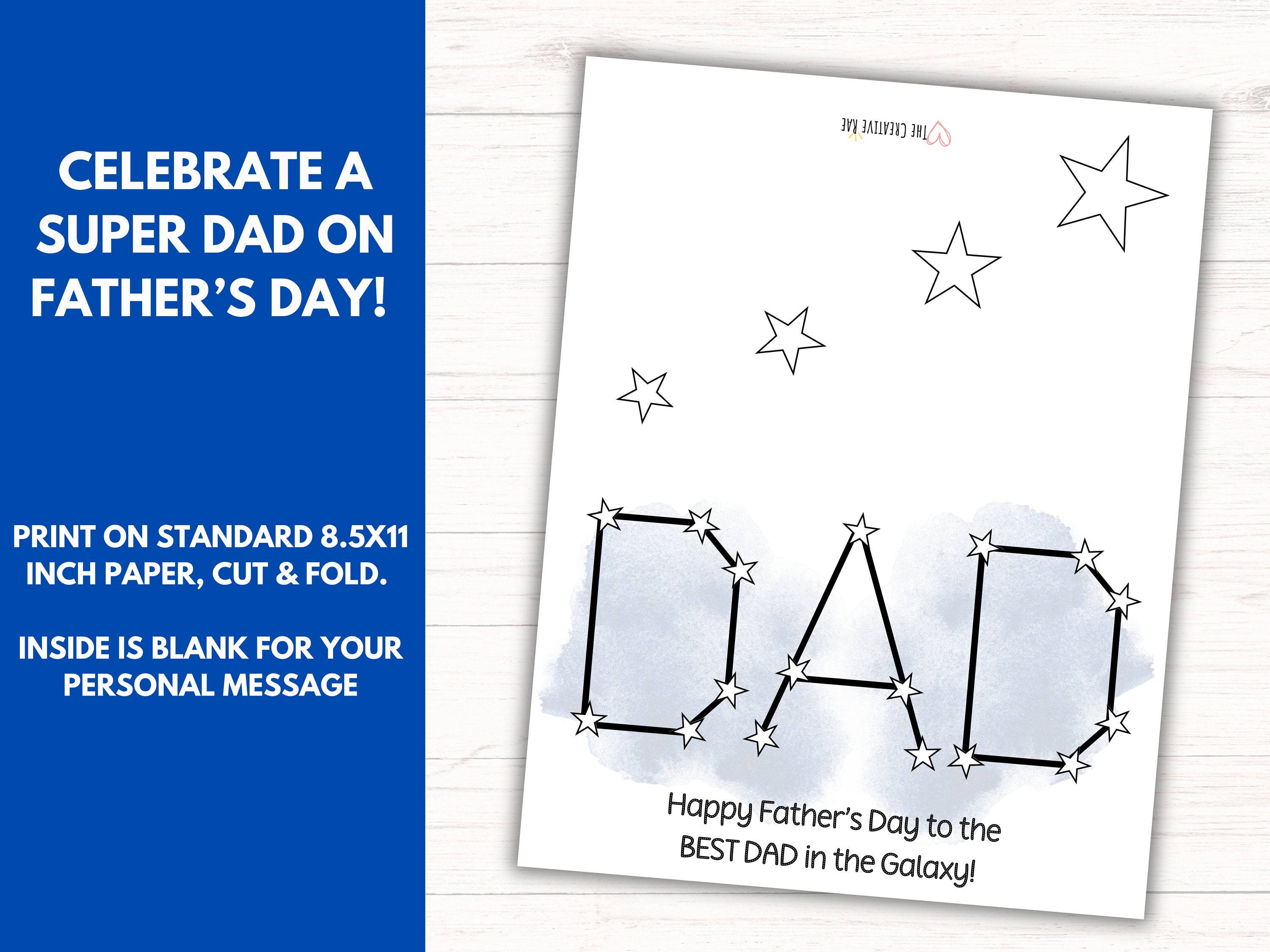 Best Dad in the Galaxy Printable Card | Coloring Card, Personalize ...