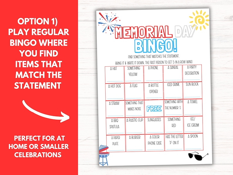 Memorial Day Bingo Bundle Printable | 2 Game Options Available | Fun ...