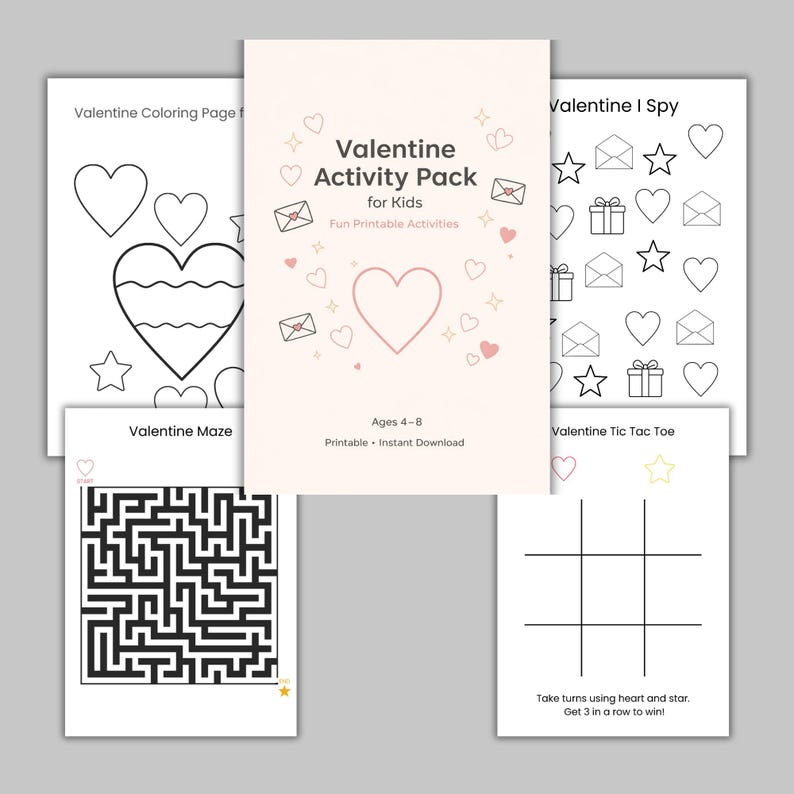 Valentine Activity Pack for Kids Printable | Valentine Games | Instant ...