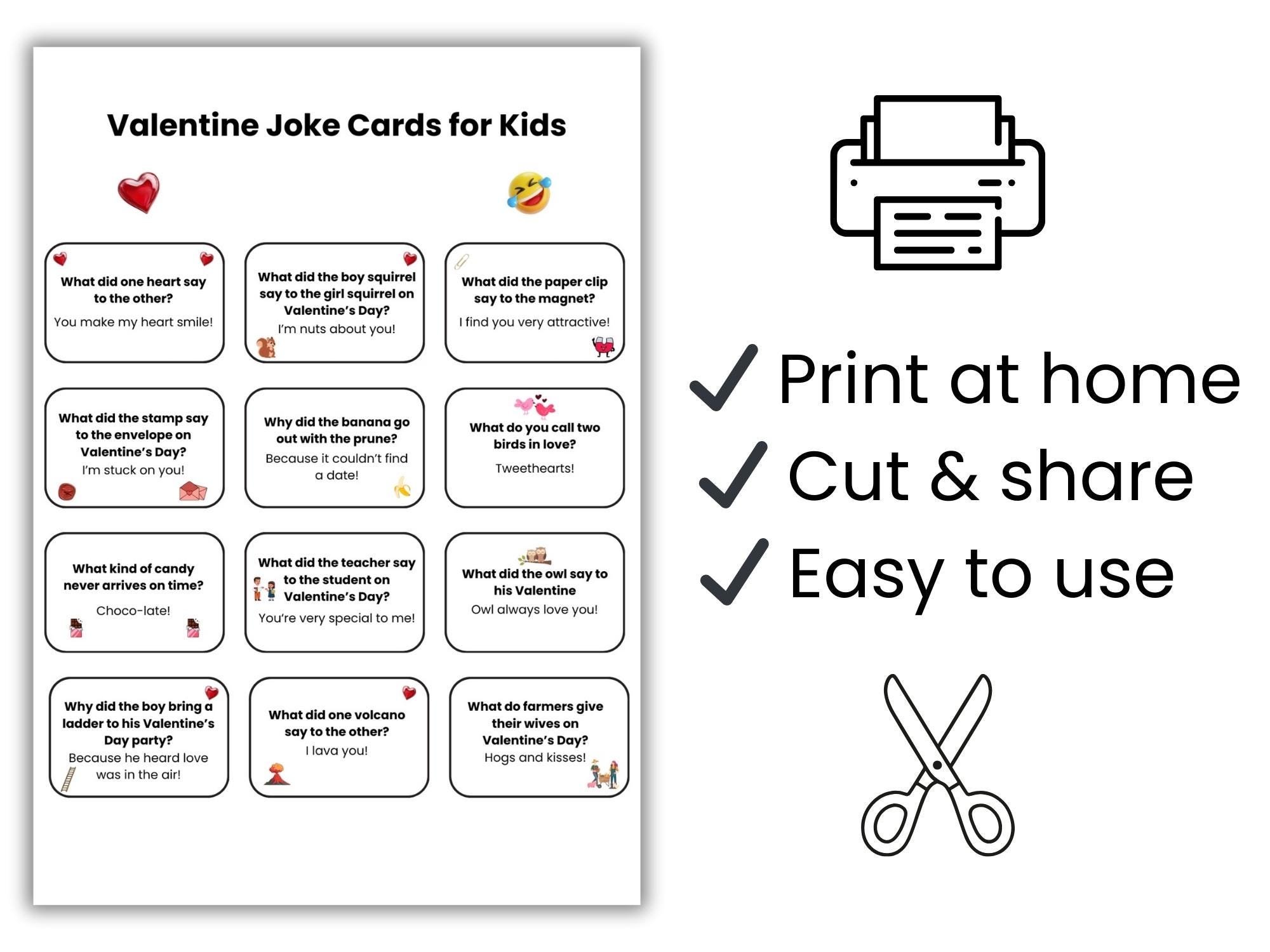 Funny Valentine's Day Joke Cards for Kids | Printable Classroom ...
