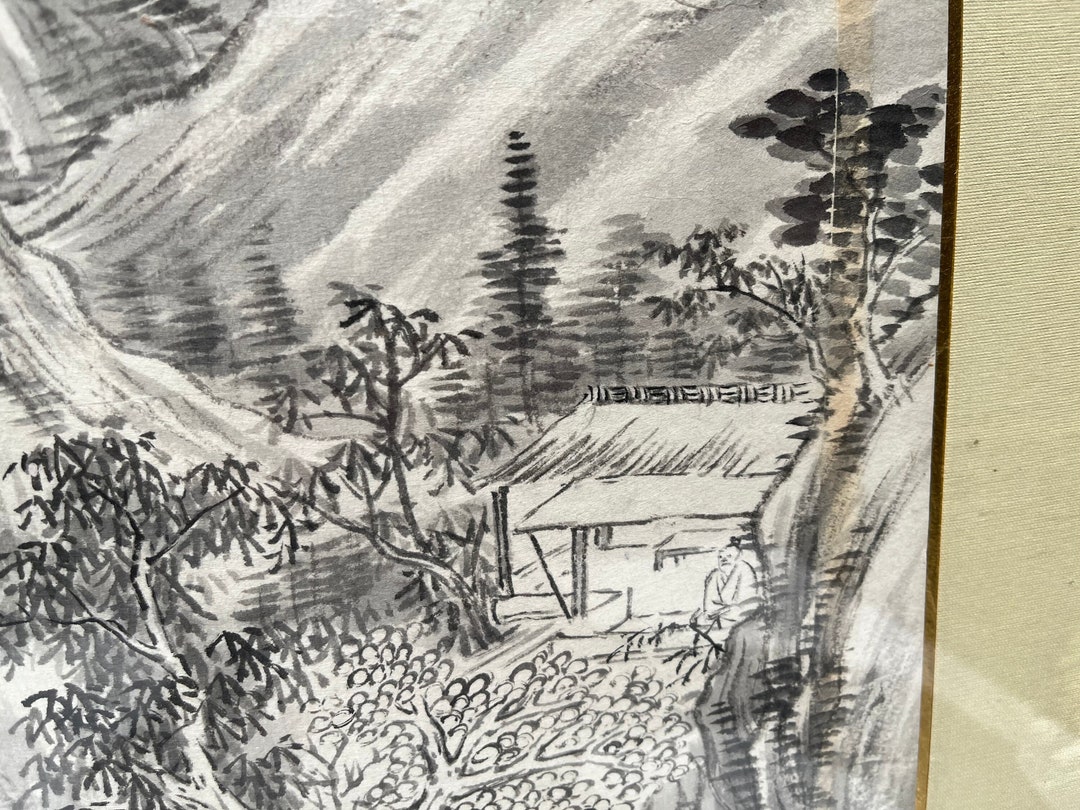 Asian Landscape Ink on Rice Paper - Etsy