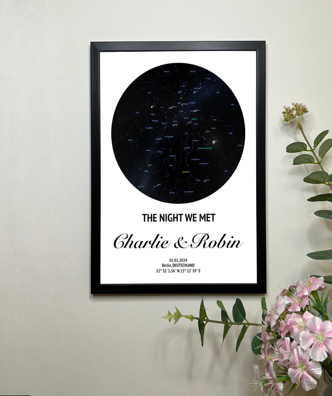 Personalised Custom Star Map Art Frame Print Gift Valentines - Etsy