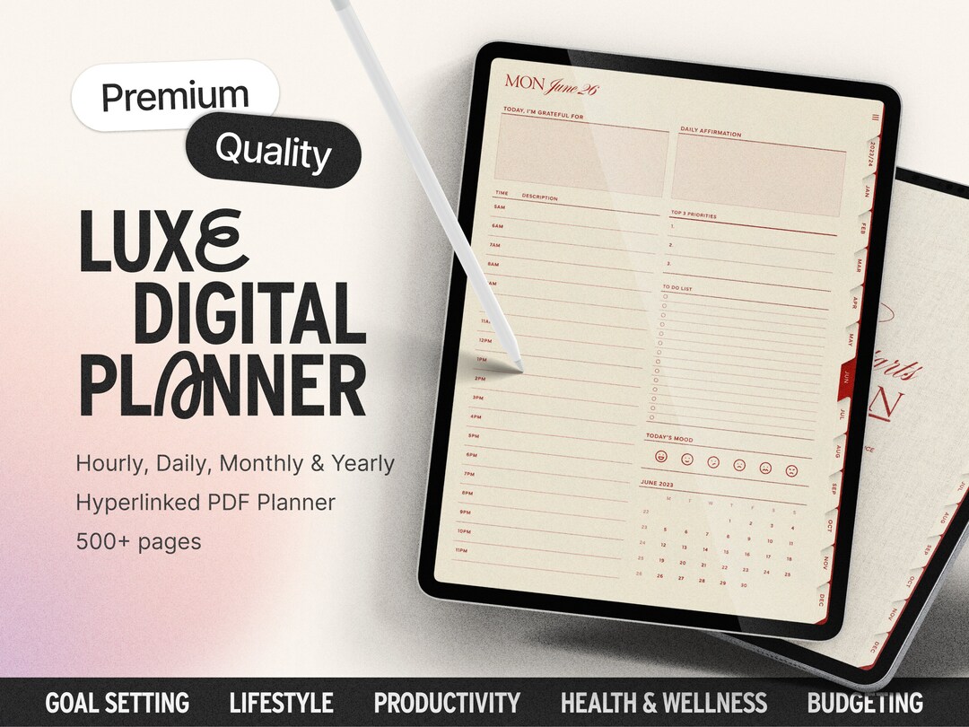 Digital Planner 2023 2024 Planner Goodnotes Planner Daily Hourly ...