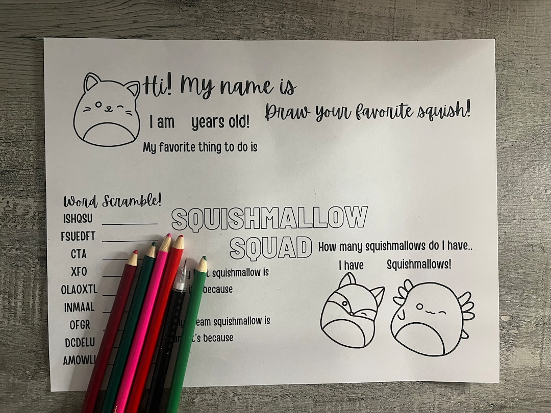 Buy Squishmallow Activity Page Printable Worksheet for Drawing Coloring ...