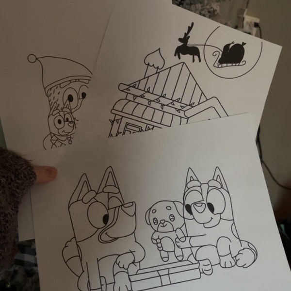 Bluey Christmas Coloring Pages - Etsy