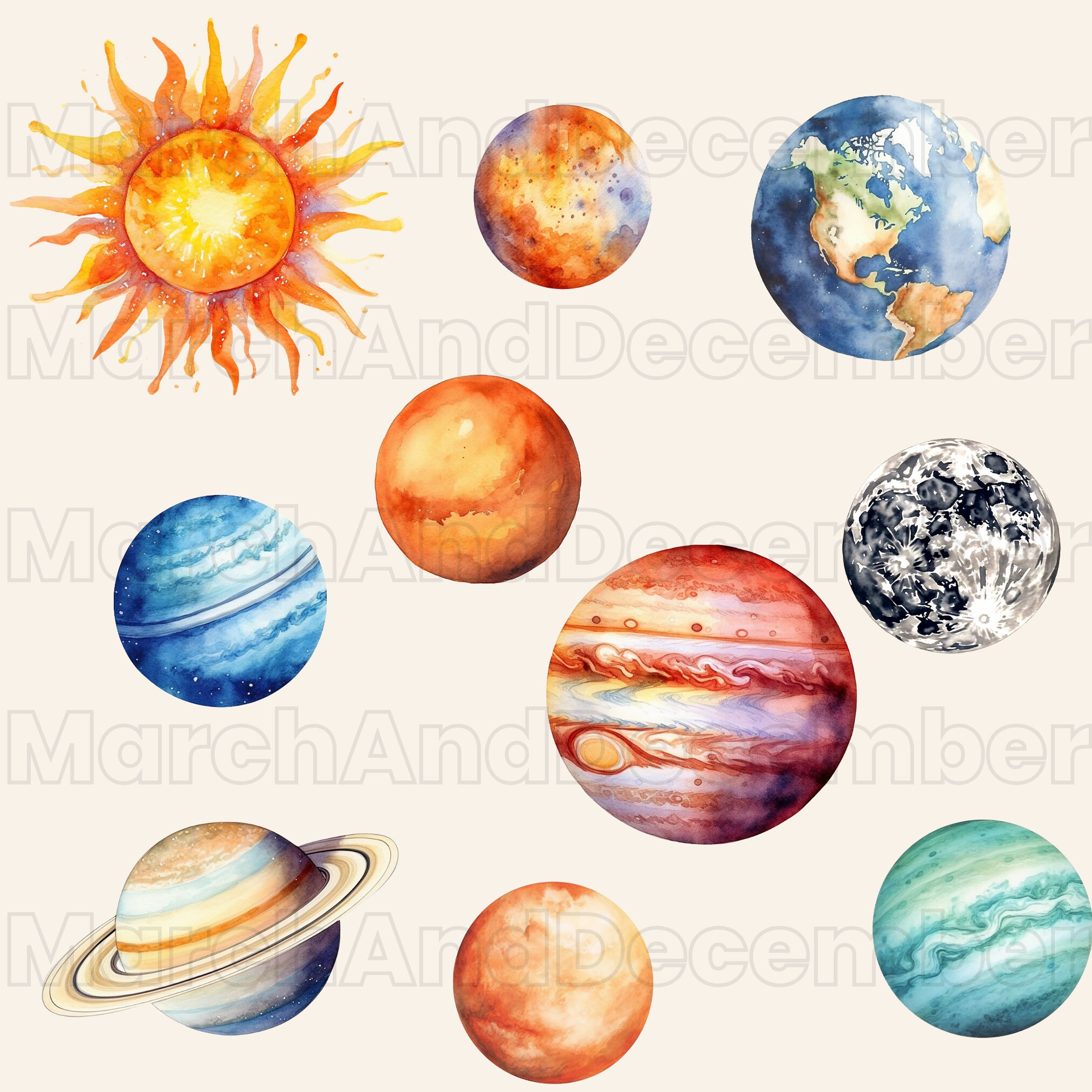 Solar System Clipart Set, Digital Download - Etsy
