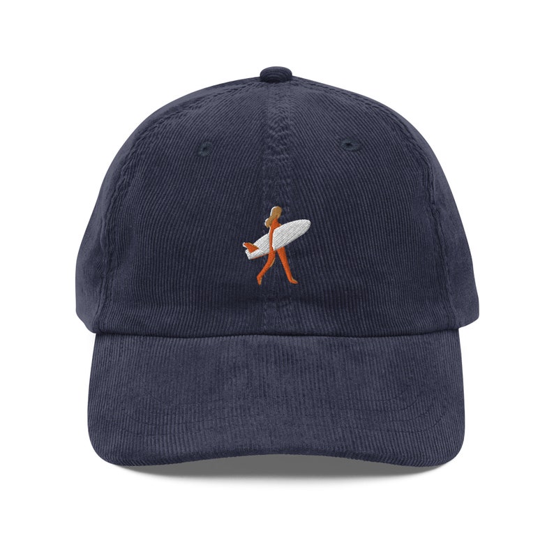 Vintage Surfing Woman Corduroy Cap Dad Hat Embroided Surfer Handmade ...