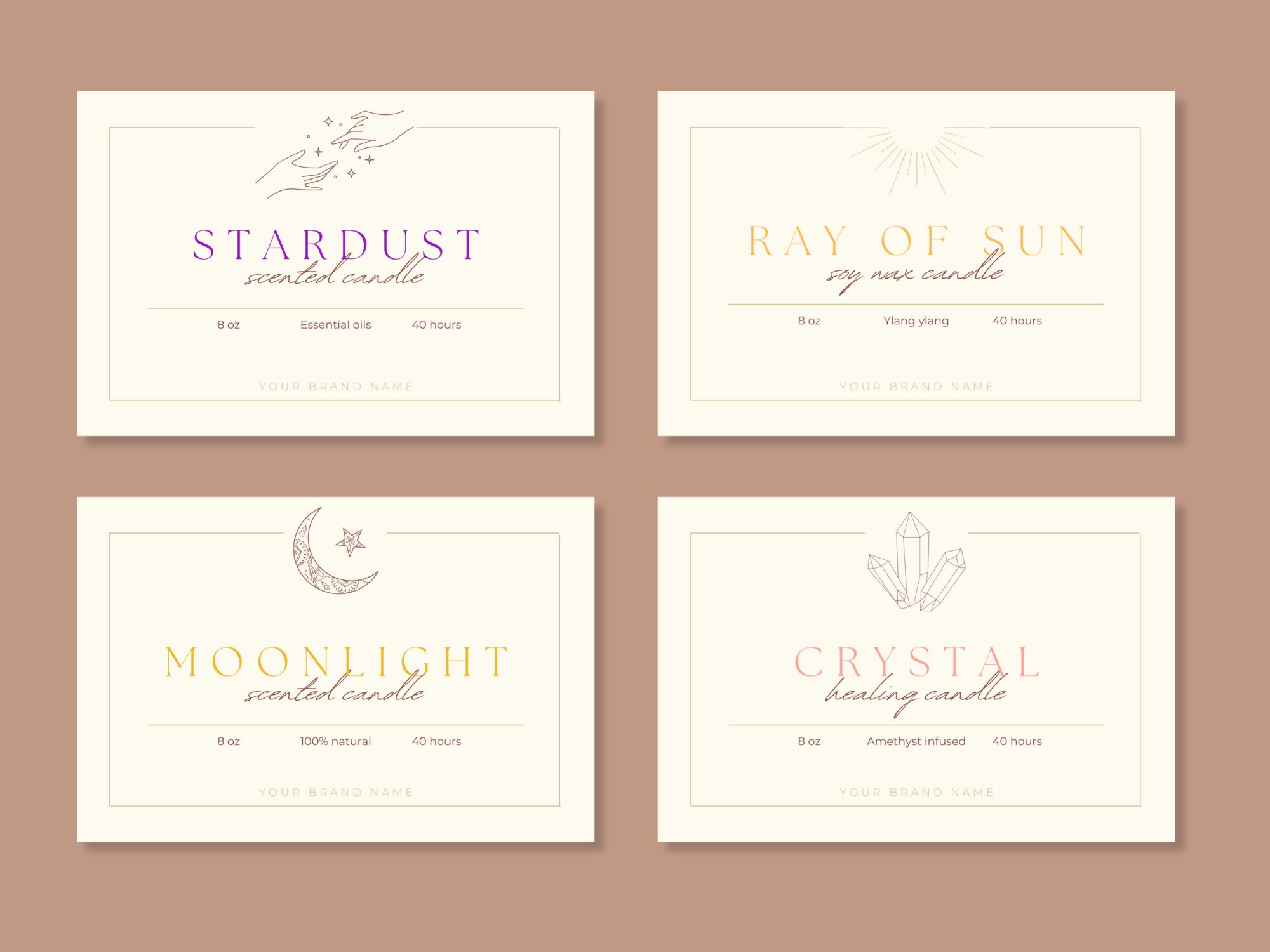 Mystic Candle Label Template: Editable Holistic Design (canva ...