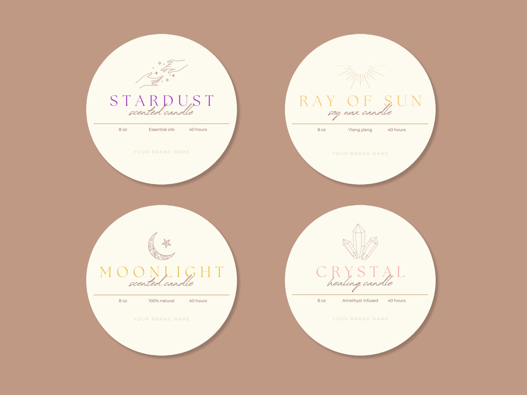 Mystic Candle Label Template: Editable Holistic Design (canva ...