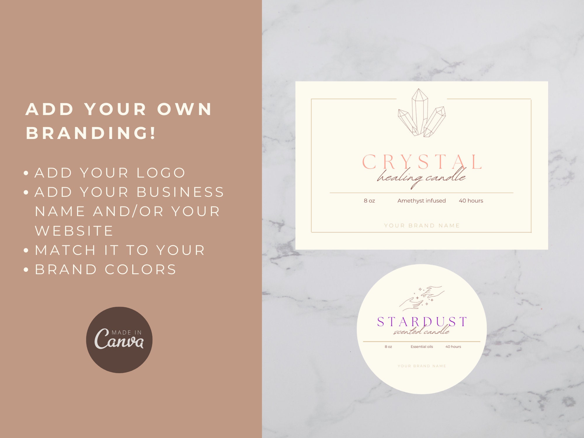 Mystic Candle Label Template: Editable Holistic Design (canva ...