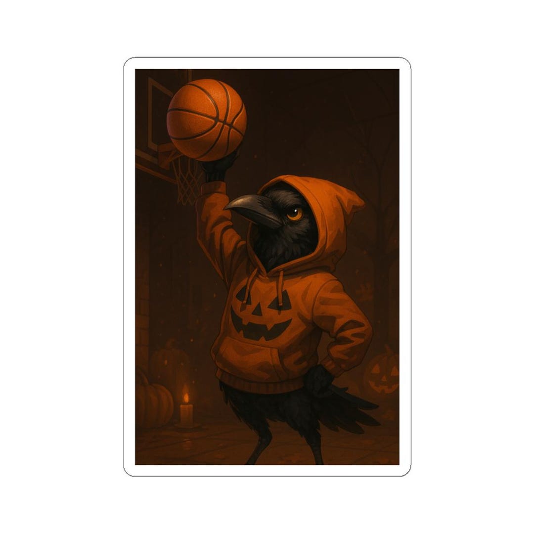 Halloween Basketball Crow Kiss-cut Stickers, Spooky Decor, Planner ...