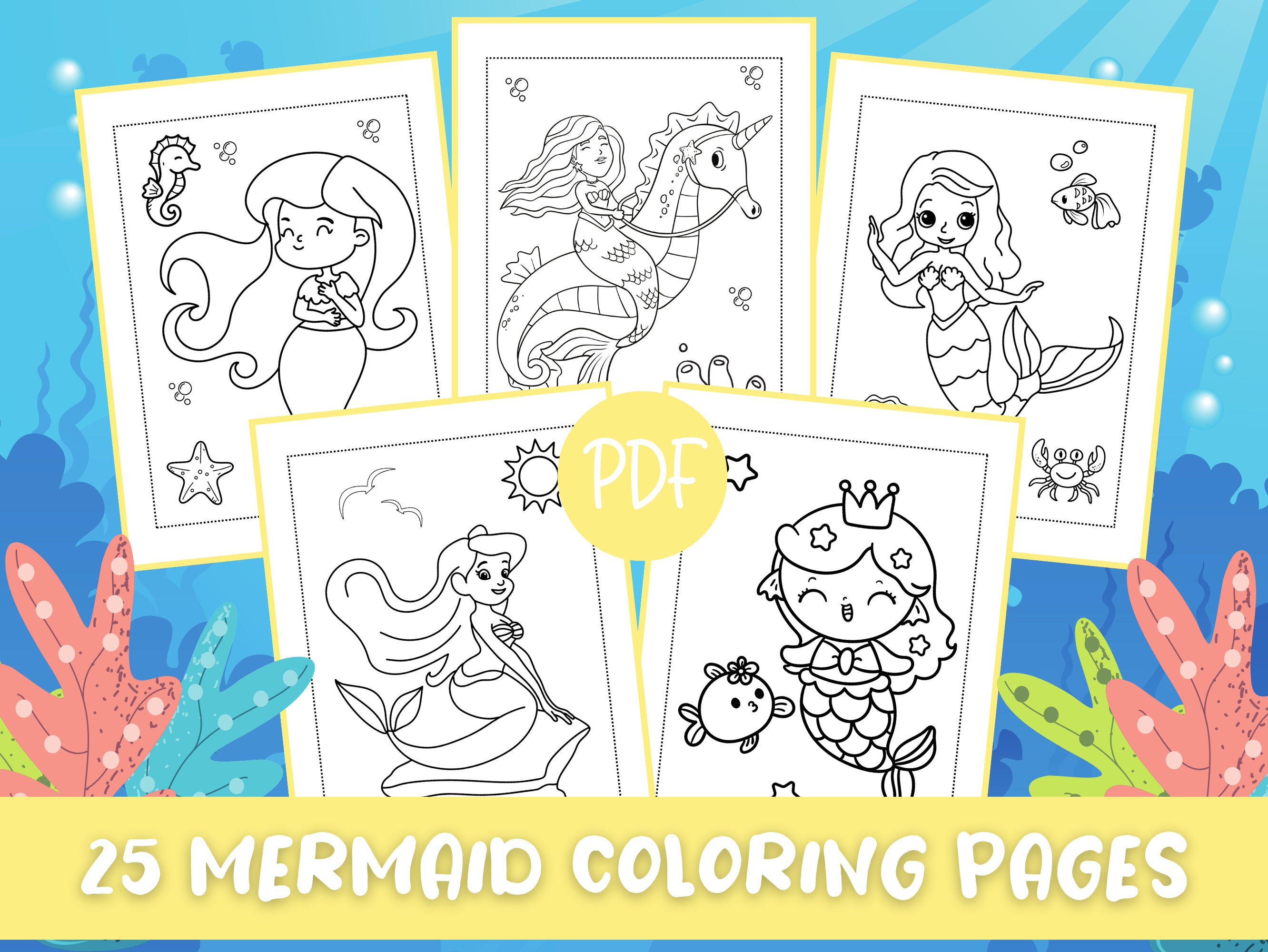 Mermaid Coloring Pages, Mermaid Coloring Book, Mermaid Coloring Book ...