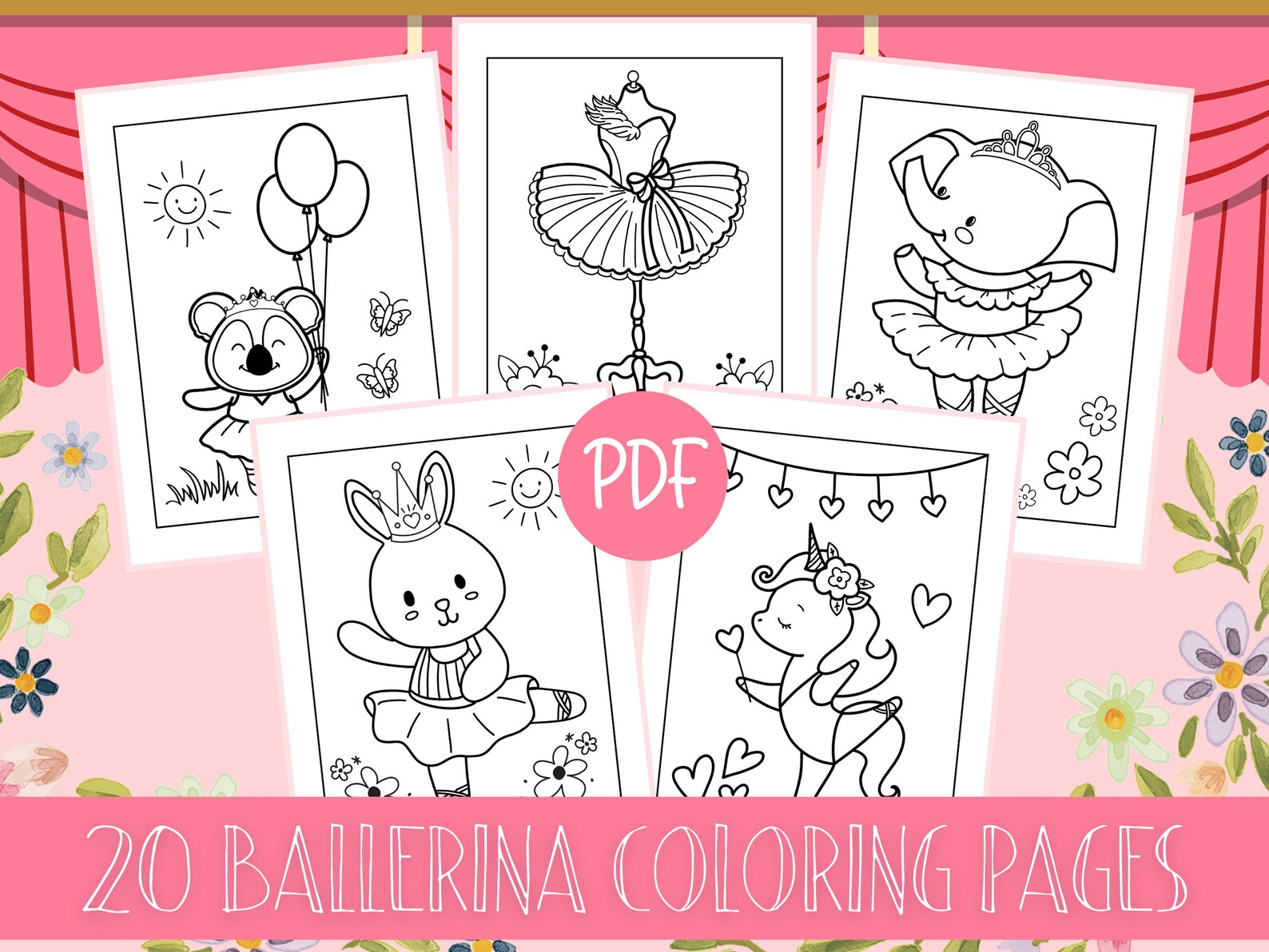 Ballerina Coloring Pages, Ballet Animals Coloring Book, Balleringa ...