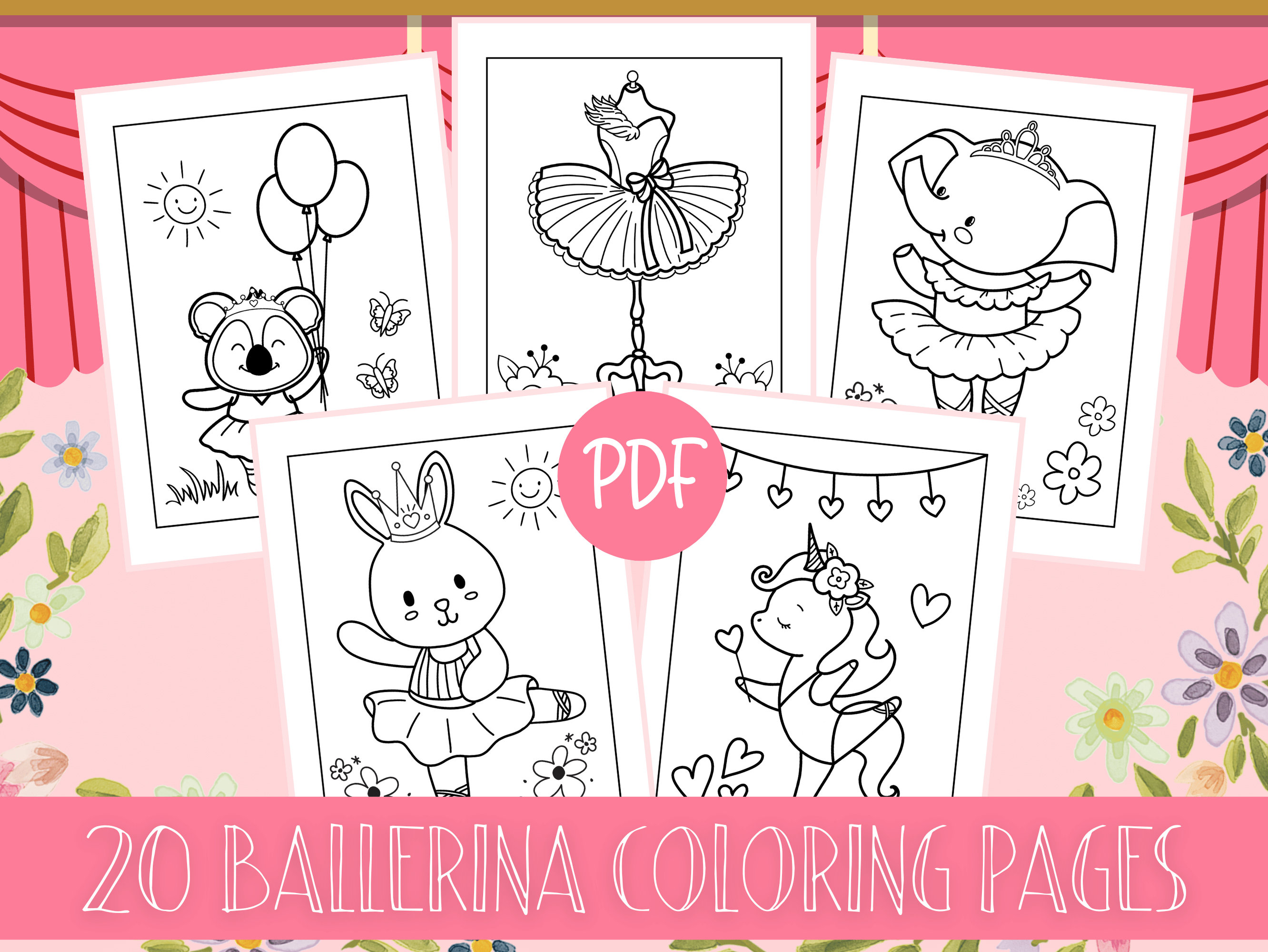 Ballerina Coloring Pages, Ballet Animals Coloring Book, Balleringa ...