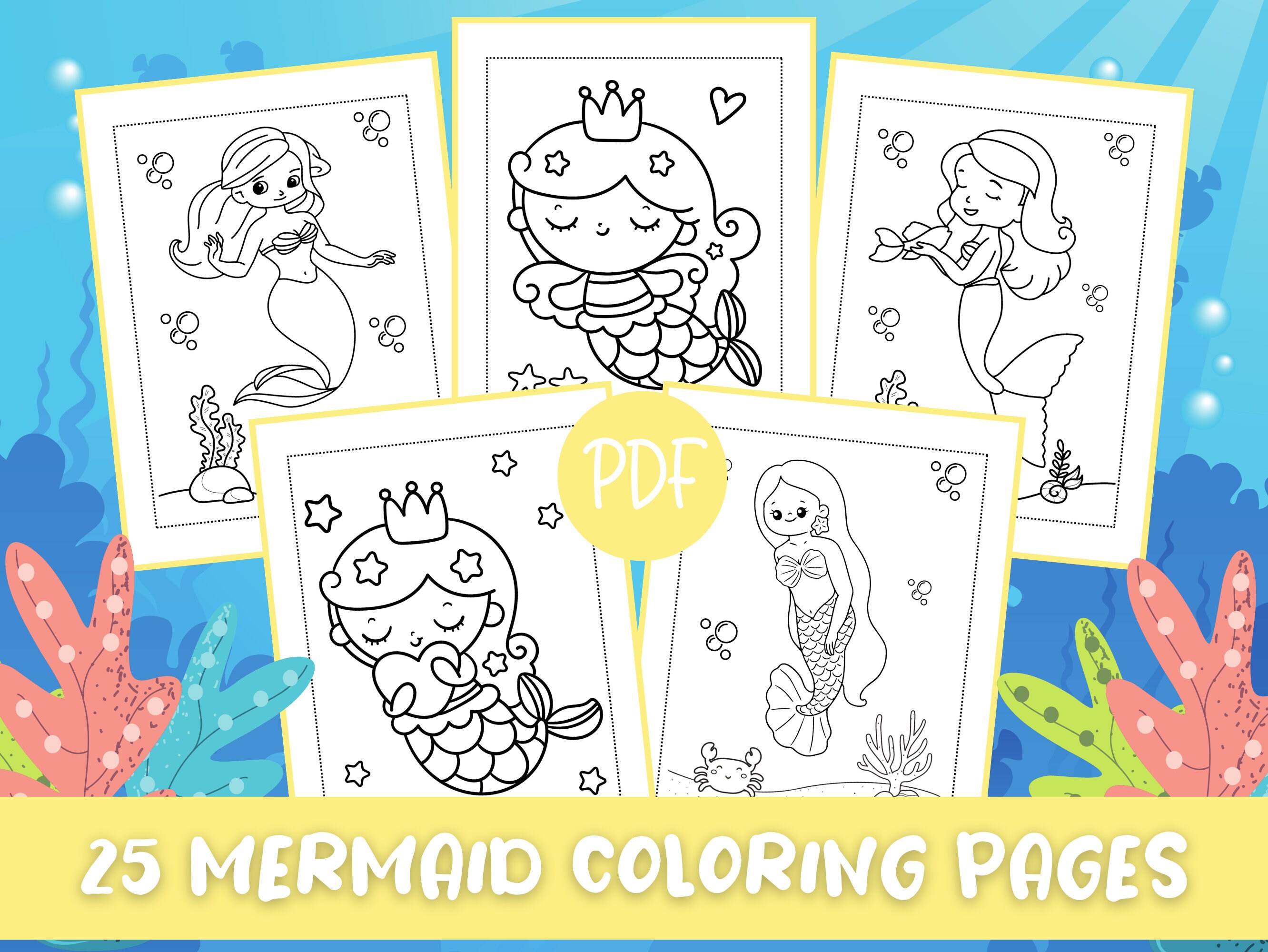 Mermaid Coloring Pages, Mermaid Coloring Book, Mermaid Coloring Book ...