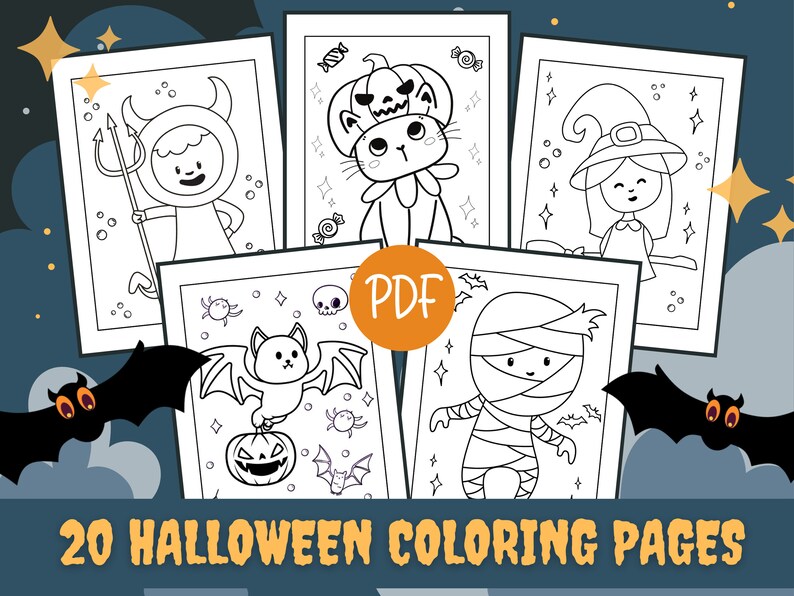 Halloween Coloring Book for Kids Cute Halloween Page to Color - Etsy