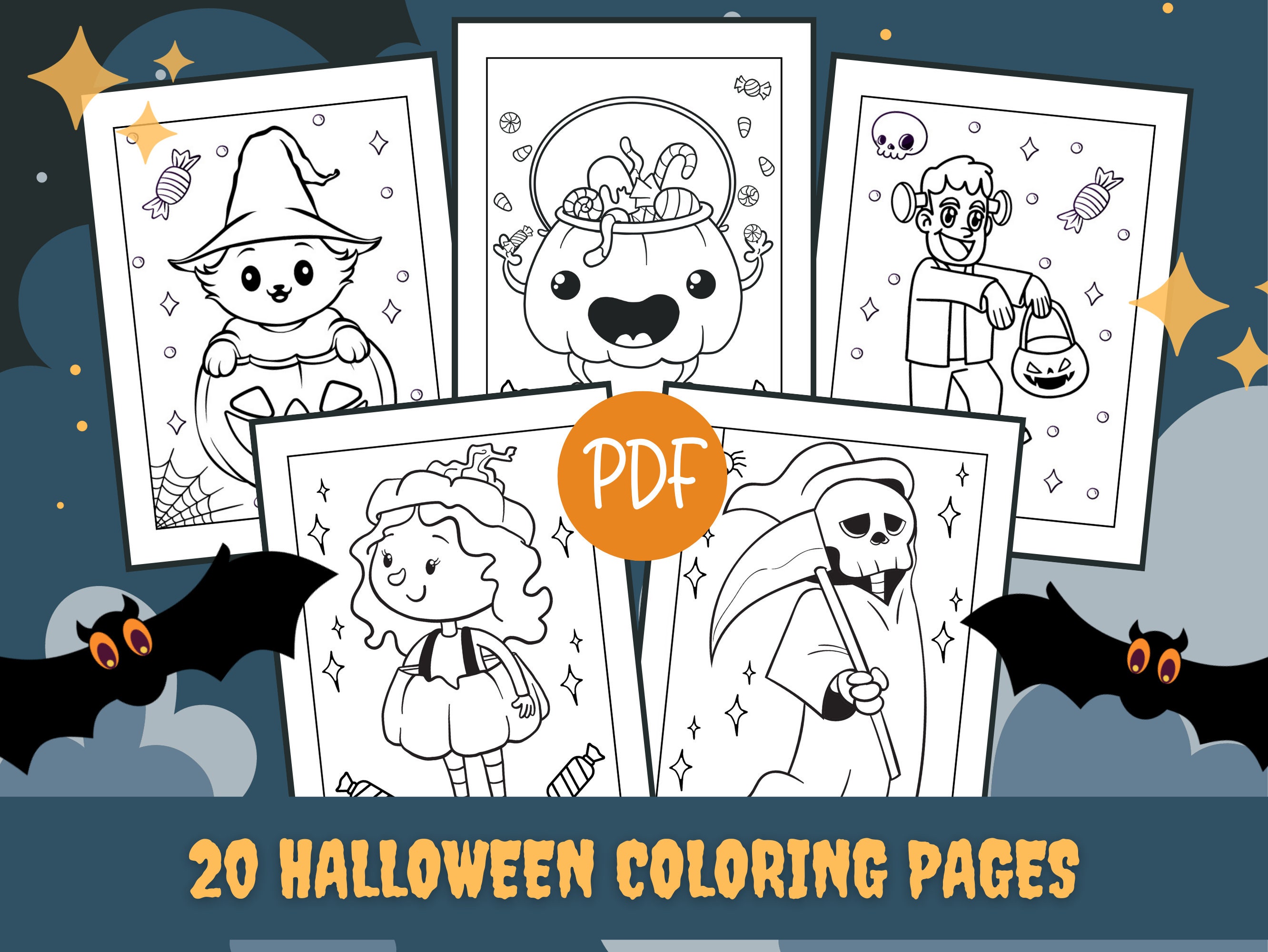 Halloween Coloring Book for Kids Cute Halloween Page to Color - Etsy
