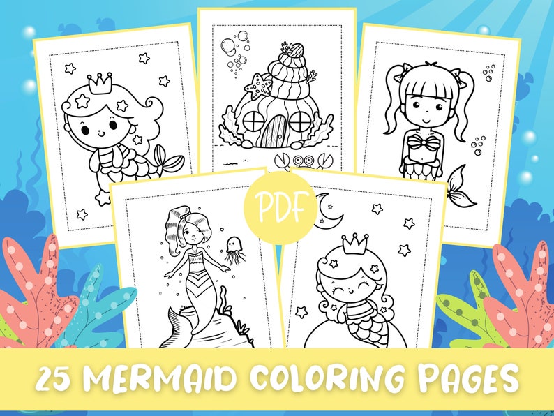 Mermaid Coloring Pages, Mermaid Coloring Book, Mermaid Coloring Book ...
