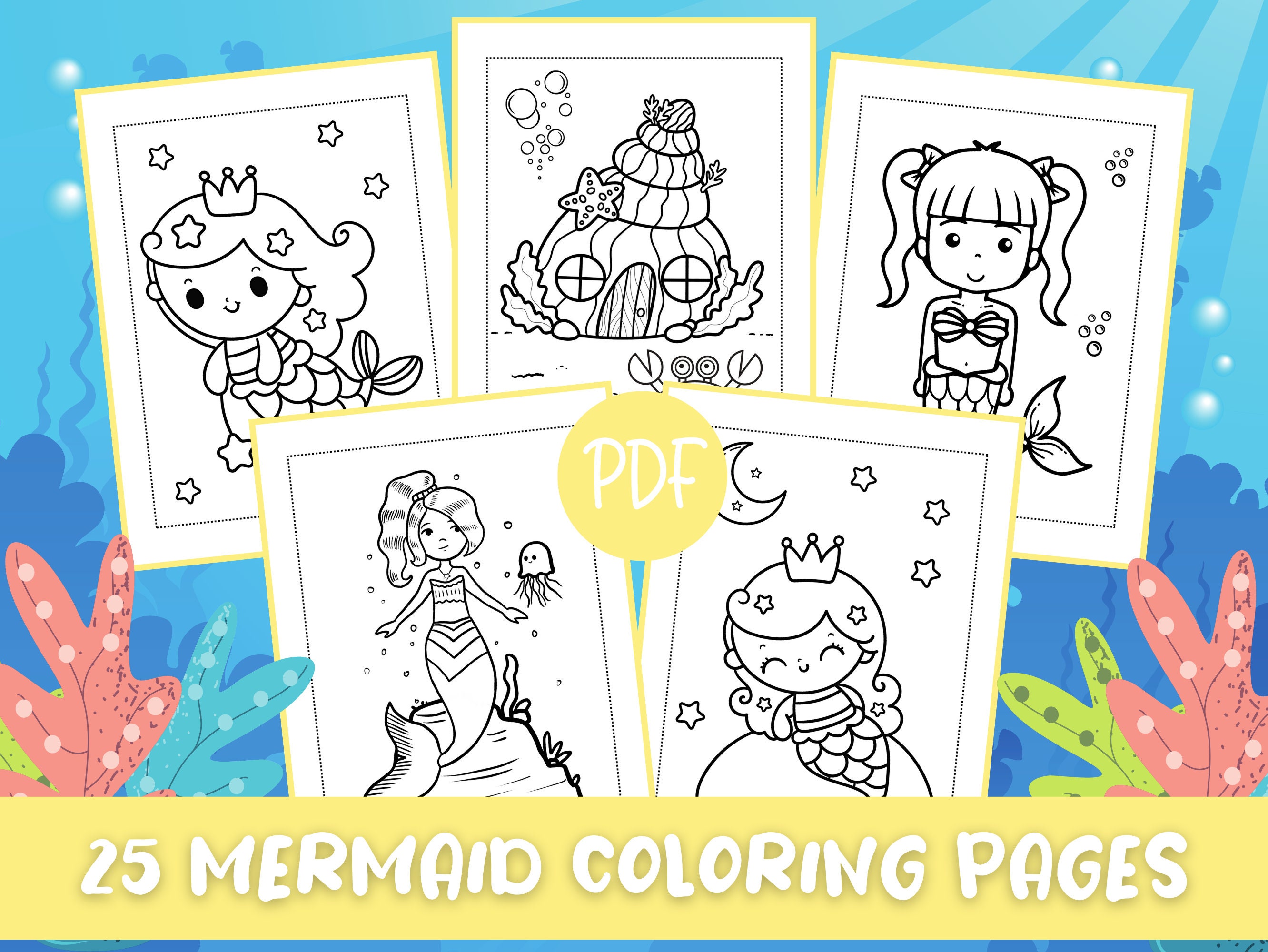 Mermaid Coloring Pages, Mermaid Coloring Book, Mermaid Coloring Book ...
