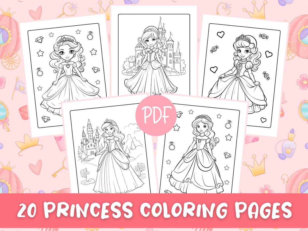 Princess Coloring Pages, Cute Princess Coloring Book, Coloring Book for ...