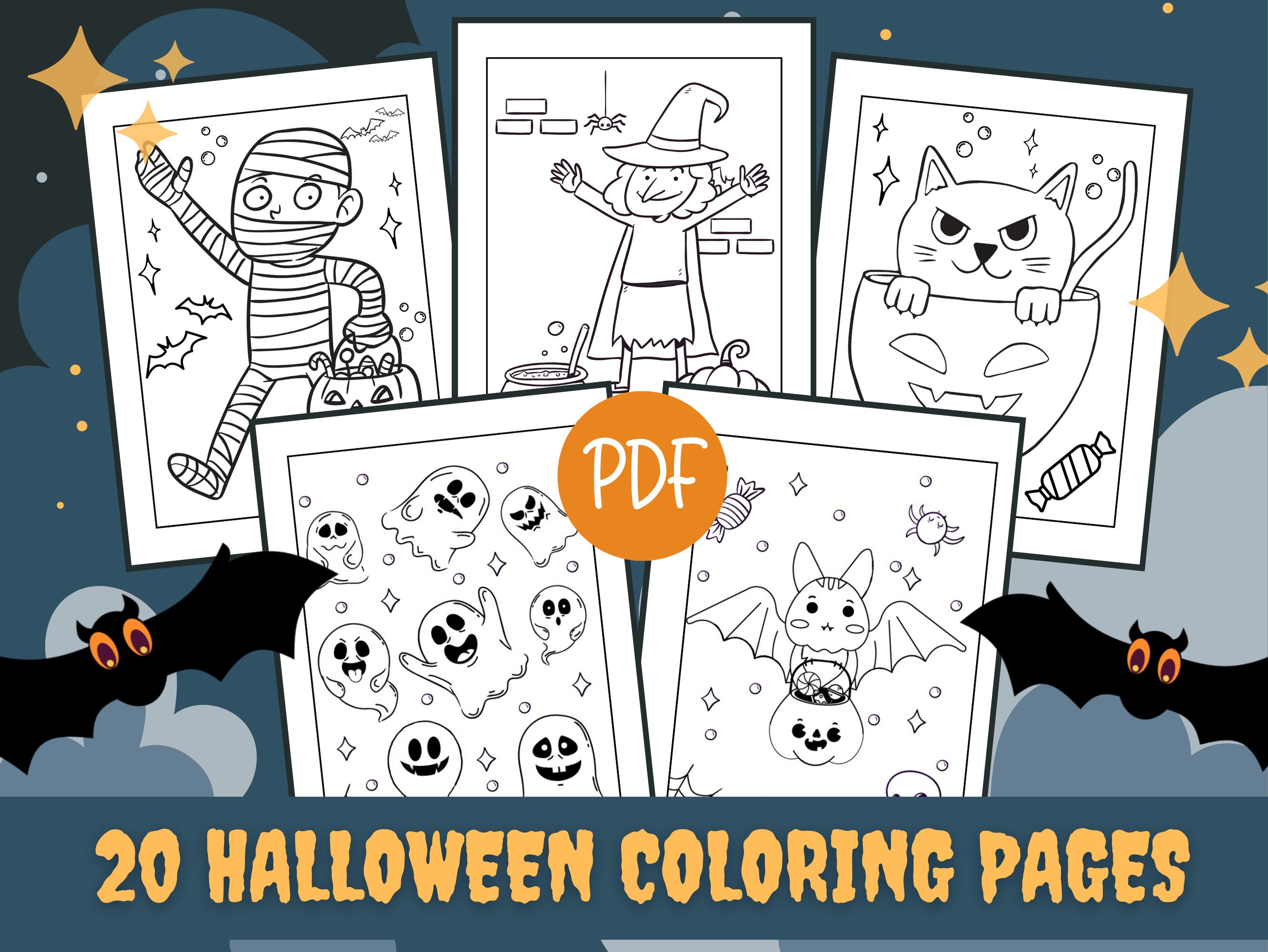 Halloween Coloring Book for Kids Cute Halloween Page to Color - Etsy