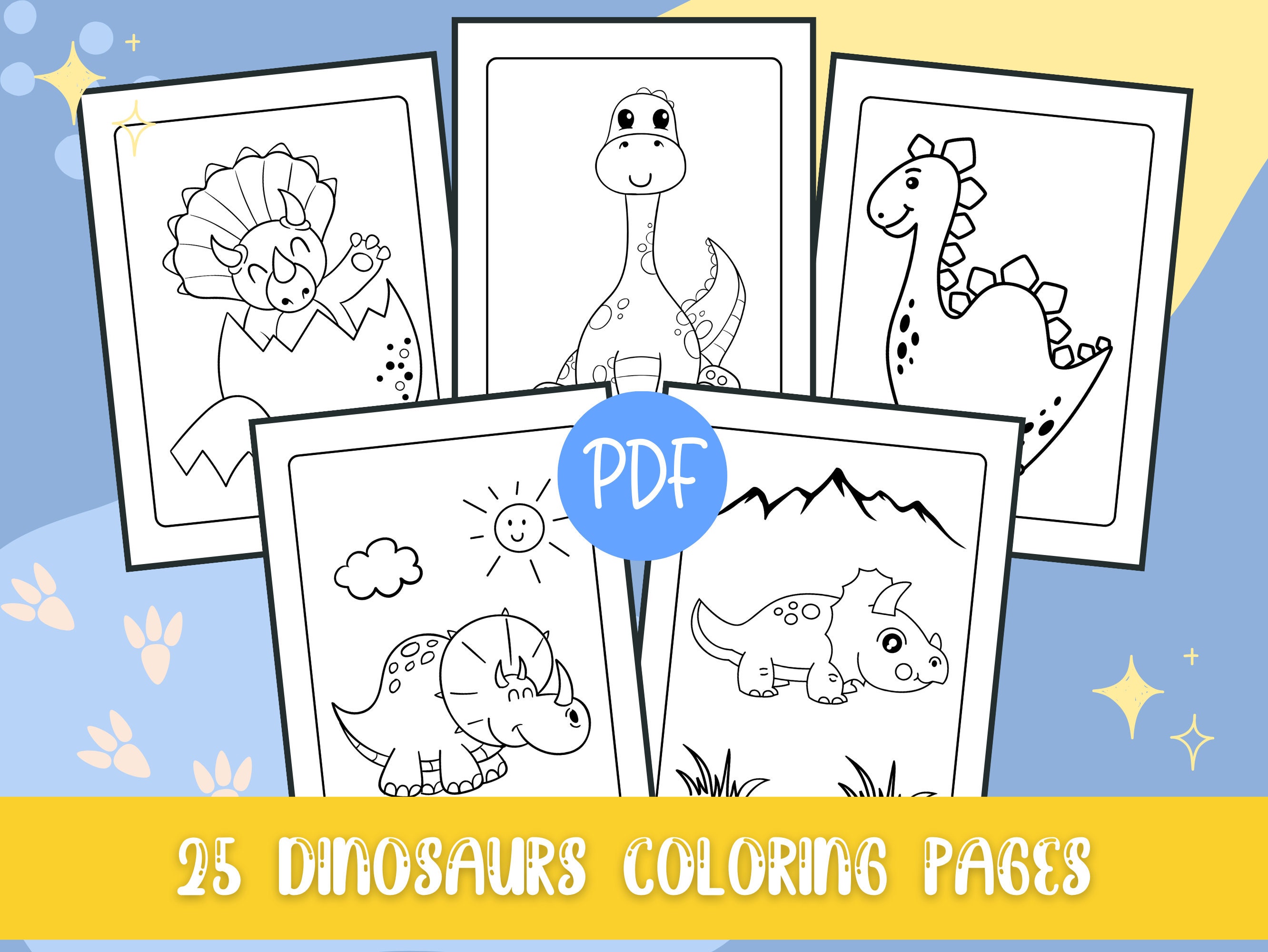 25 Dinosaurs Coloring Page for Toddlers & Kids - Fun and Friendly ...