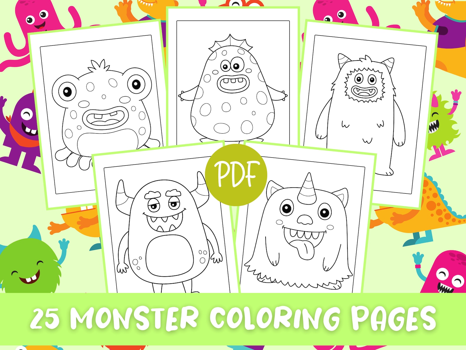 Playful Monster Coloring Pages for Toddlers & Kids Fun and Friendly ...