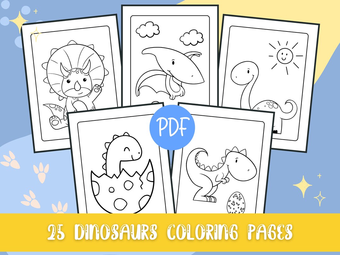 25 Dinosaurs Coloring Page for Toddlers & Kids - Fun and Friendly ...