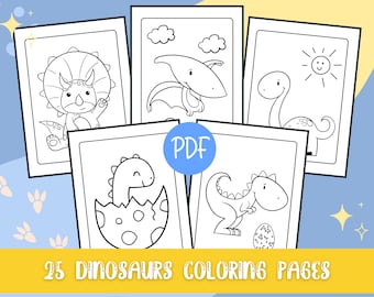 Cute Dinosaurs Coloring Page for Toddlers & Kids - Fun and Friendly ...