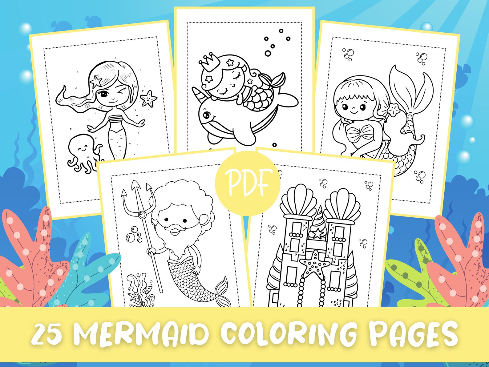Mermaid Coloring Pages, Mermaid Coloring Book, Mermaid Coloring Book ...