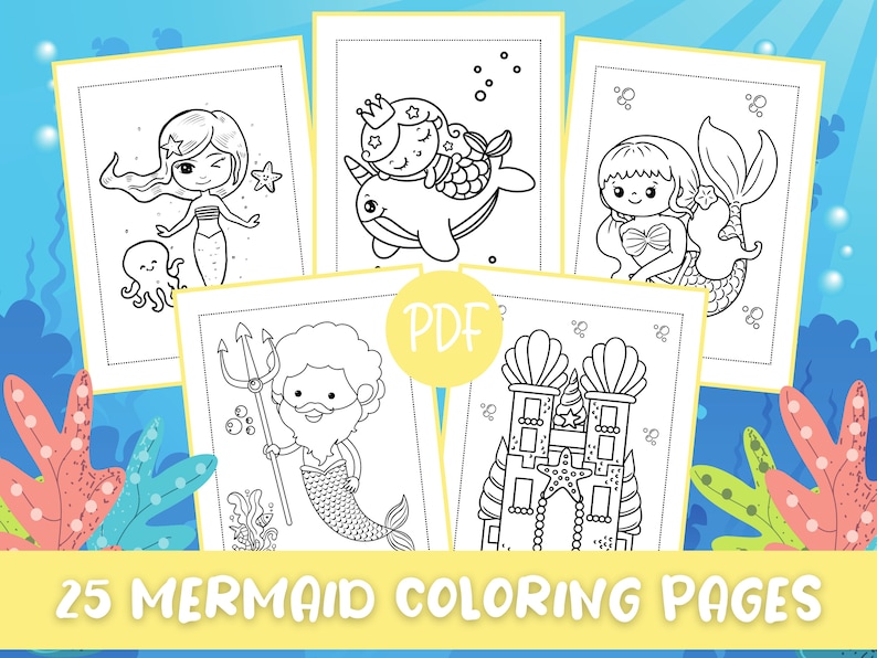 Mermaid Coloring Pages, Mermaid Coloring Book, Mermaid Coloring Book ...