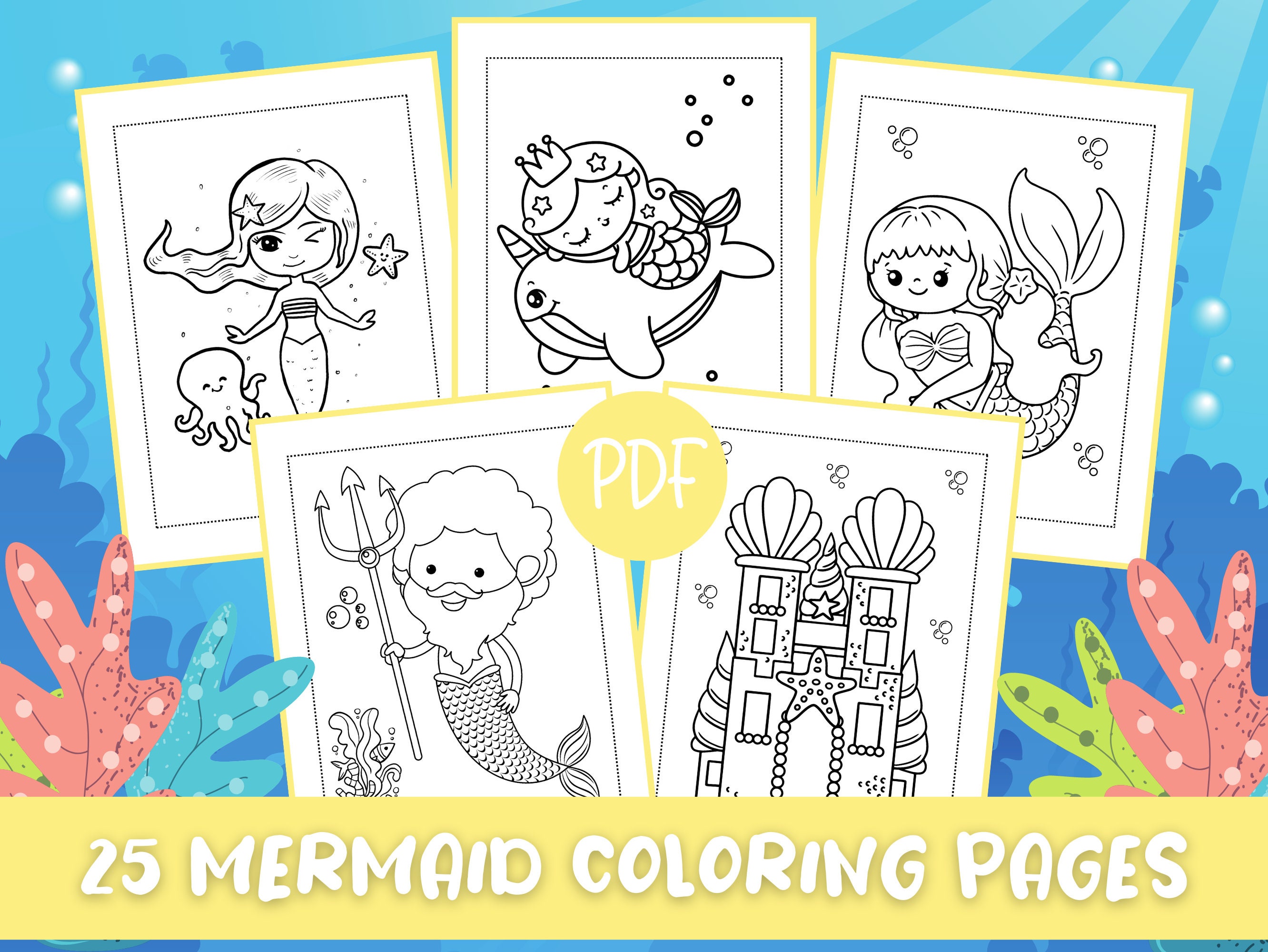 Mermaid Coloring Pages, Mermaid Coloring Book, Mermaid Coloring Book ...