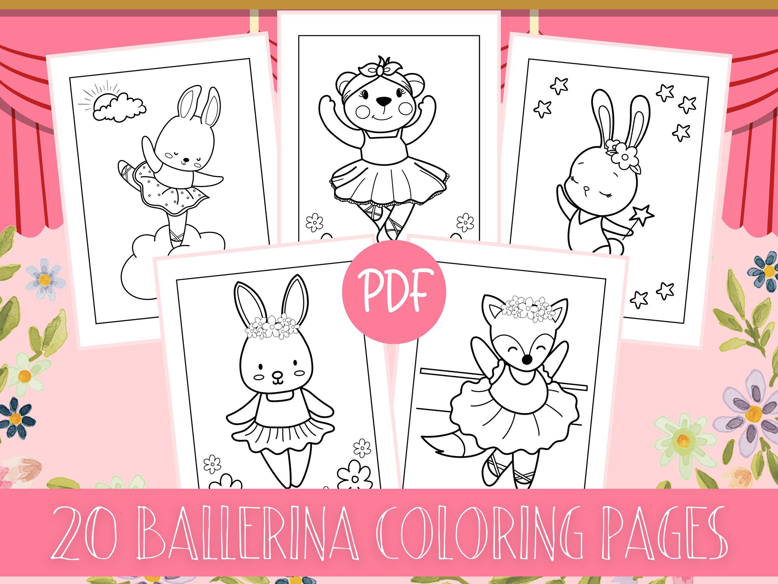 Ballerina Coloring Pages, Ballet Animals Coloring Book, Balleringa ...
