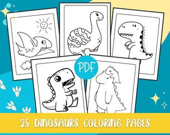 25 Dinosaurs Coloring Page for Toddlers & Kids - Fun and Friendly ...