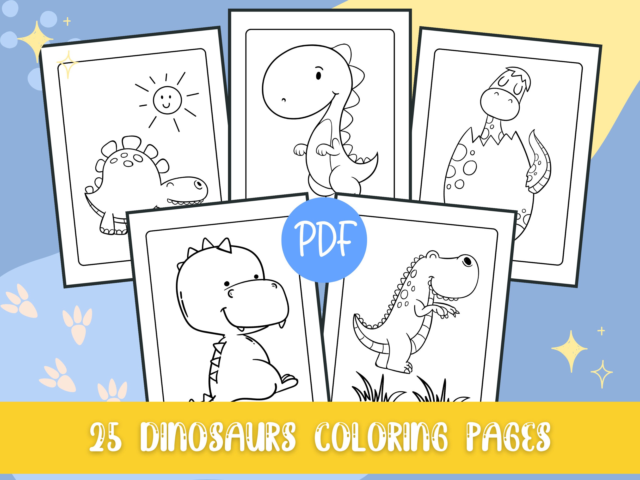 25 Dinosaurs Coloring Page for Toddlers & Kids - Fun and Friendly ...