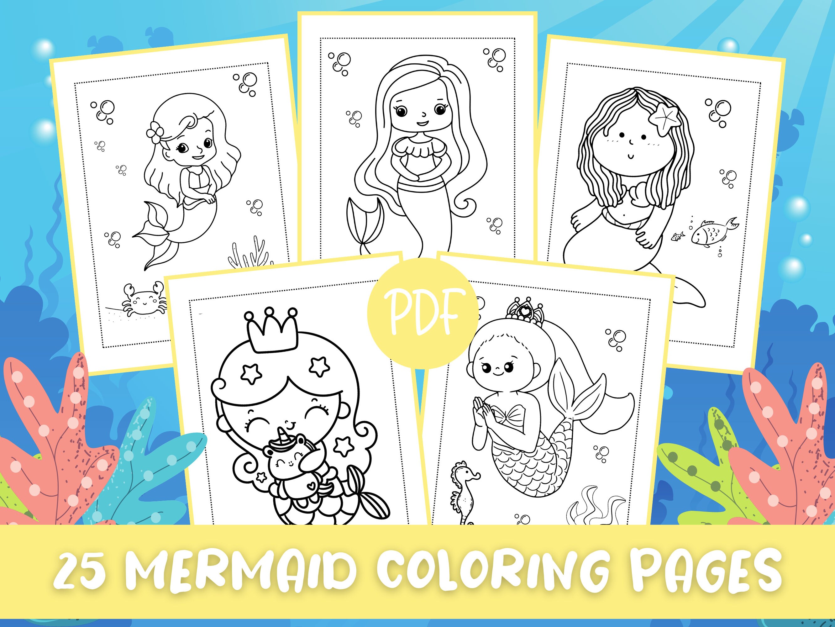 Mermaid Coloring Pages, Mermaid Coloring Book, Mermaid Coloring Book ...