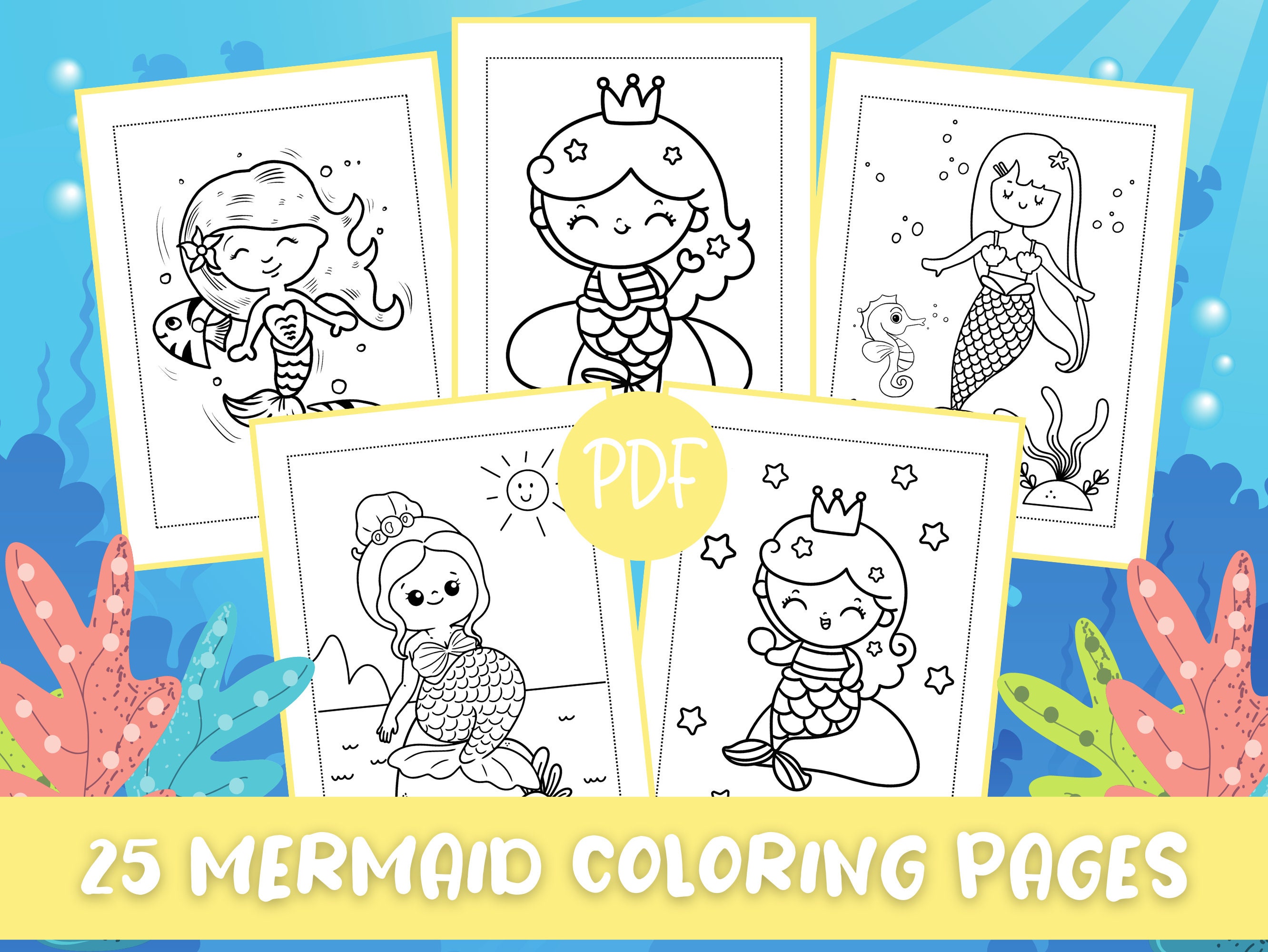 Mermaid Coloring Pages, Mermaid Coloring Book, Mermaid Coloring Book ...