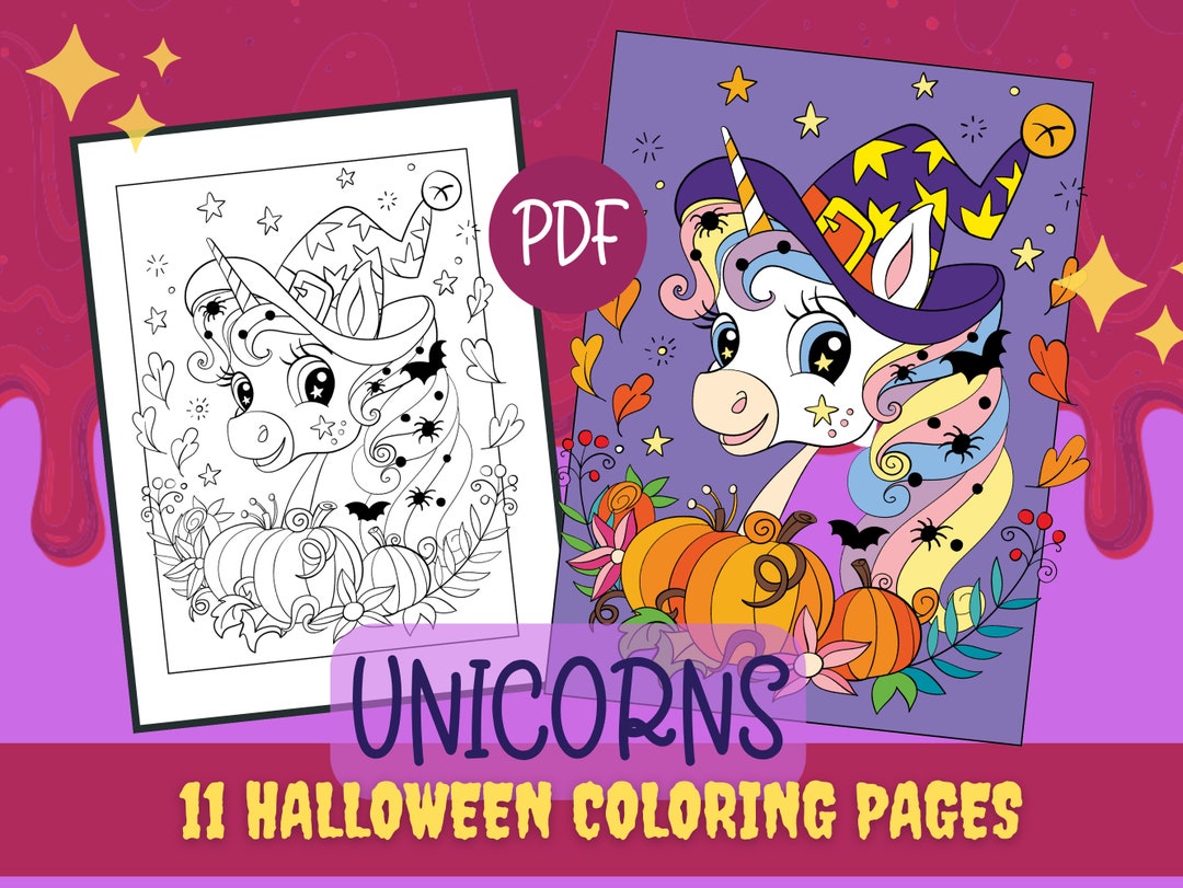 Halloween Unicorns Coloring Book for Kids | Cute Halloween Unicorns to ...