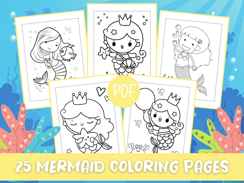 Mermaid Coloring Pages, Mermaid Coloring Book, Mermaid Coloring Book ...