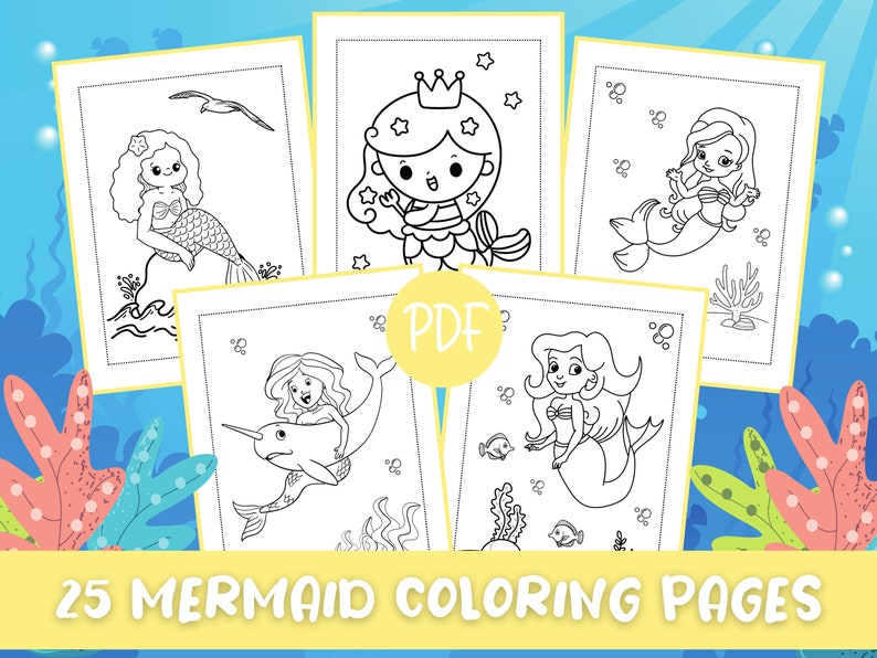 Mermaid Coloring Pages, Mermaid Coloring Book, Mermaid Coloring Book ...