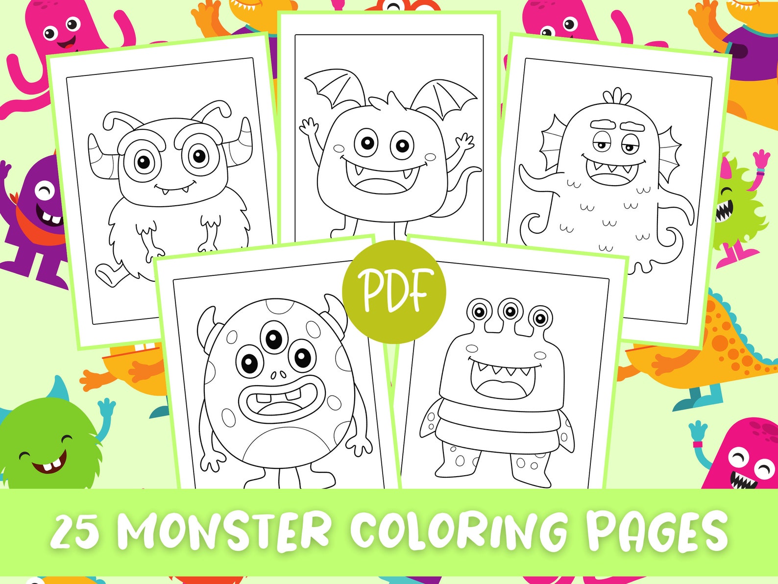 Playful Monster Coloring Pages for Toddlers & Kids - Fun and Friendly ...