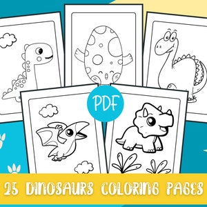 Cute Dinosaurs Coloring Page for Toddlers & Kids - Fun and Friendly ...