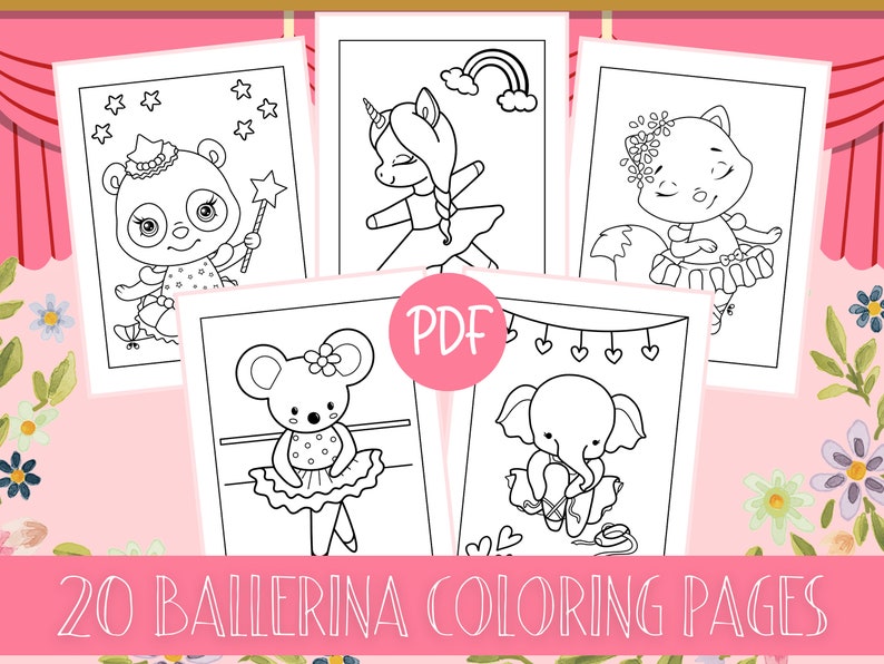 Ballerina Coloring Pages, Ballet Animals Coloring Book, Ballerina ...