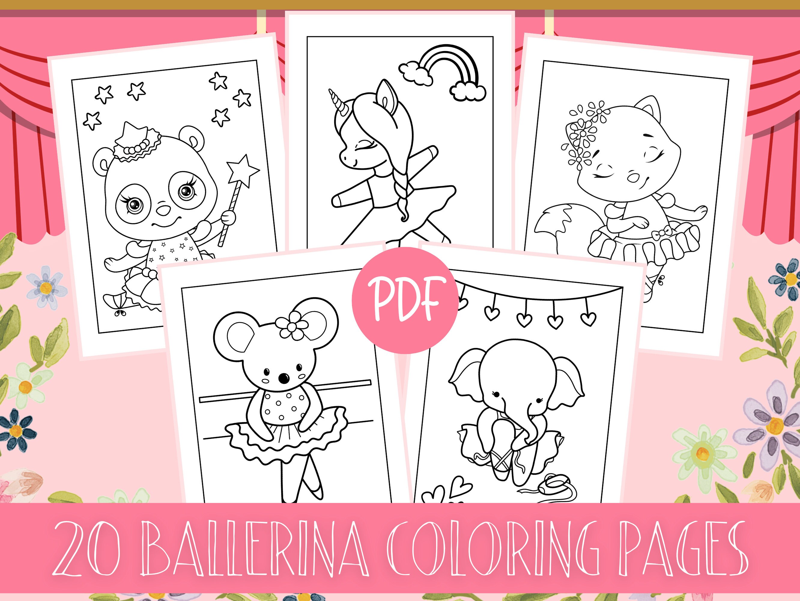 Ballerina Coloring Pages, Ballet Animals Coloring Book, Ballerina ...