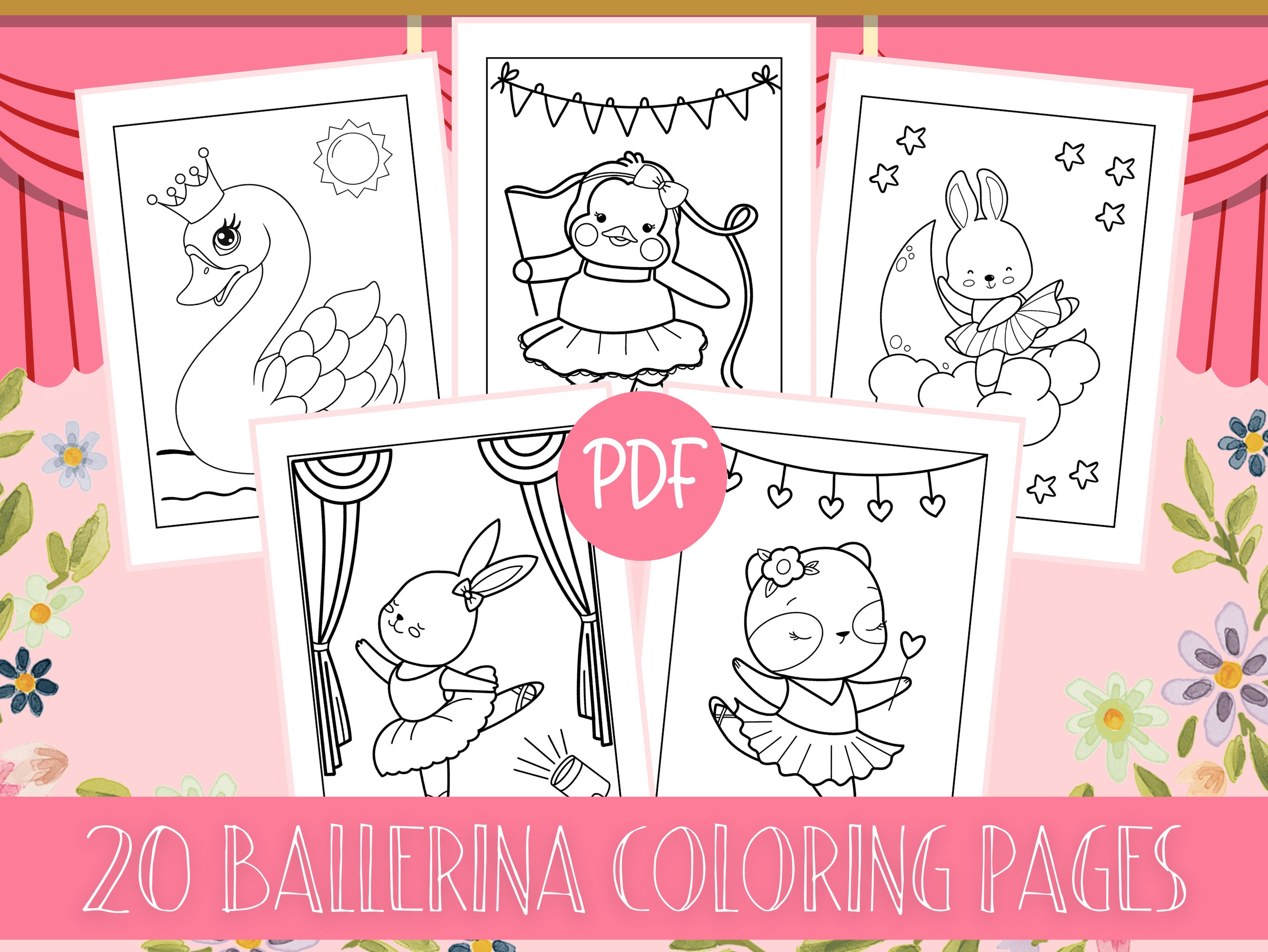 Ballerina Coloring Pages, Ballet Animals Coloring Book, Ballerina ...
